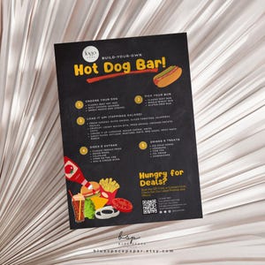 Hot Dog Bar Sign Menu, Food Tent Card Printable, Chalk Board Signs ...