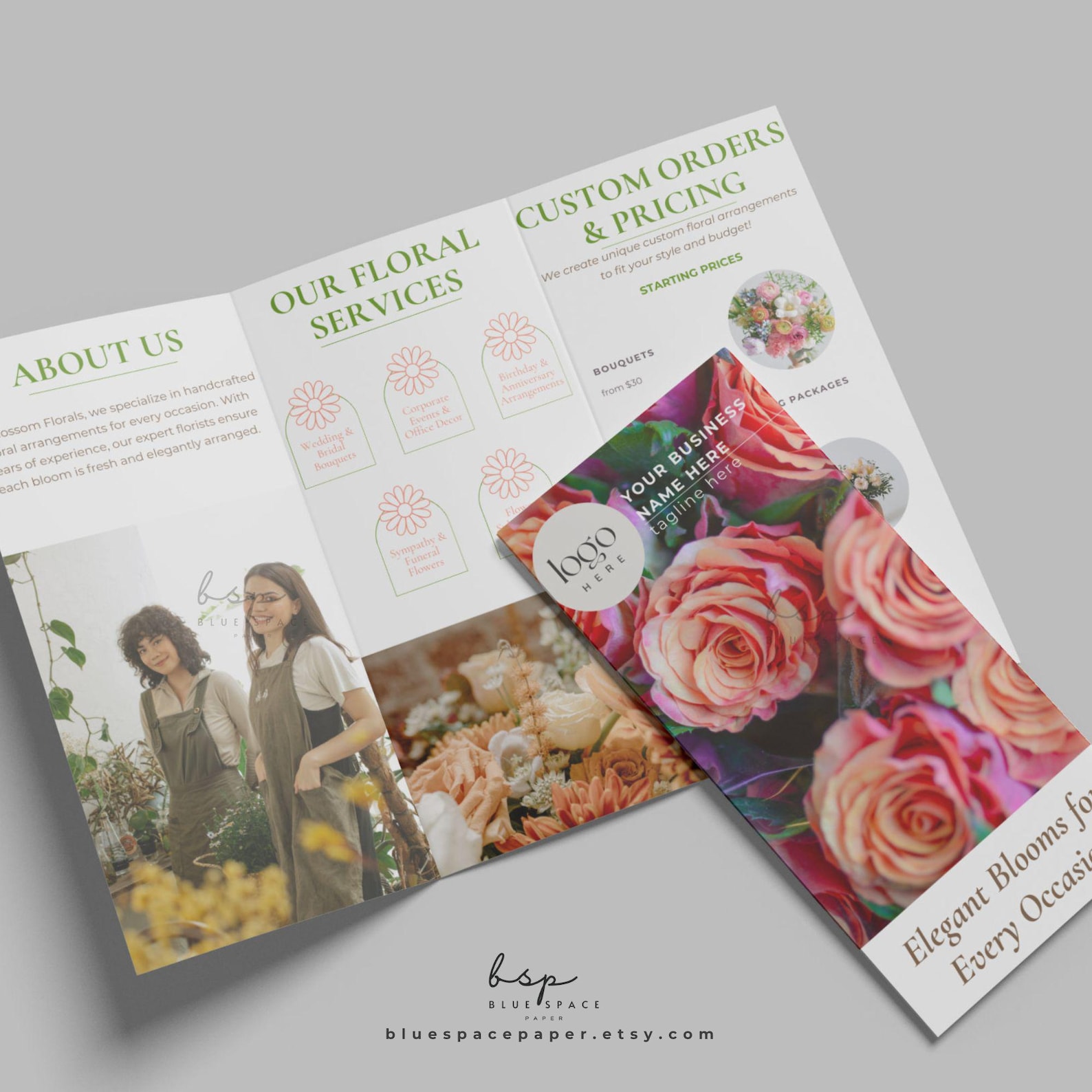 Florist Business Flyer, Florist Brochure Template Canva, Flower Shop ...