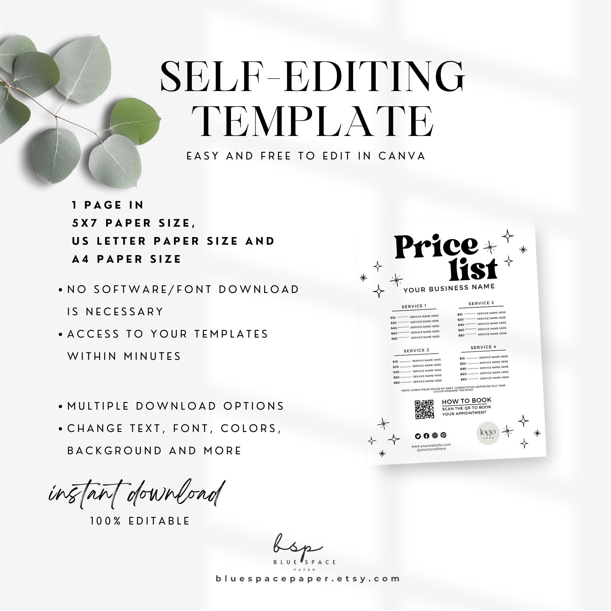 Price List for Craft Fair, Price Sheet Template, DIY Price List ...