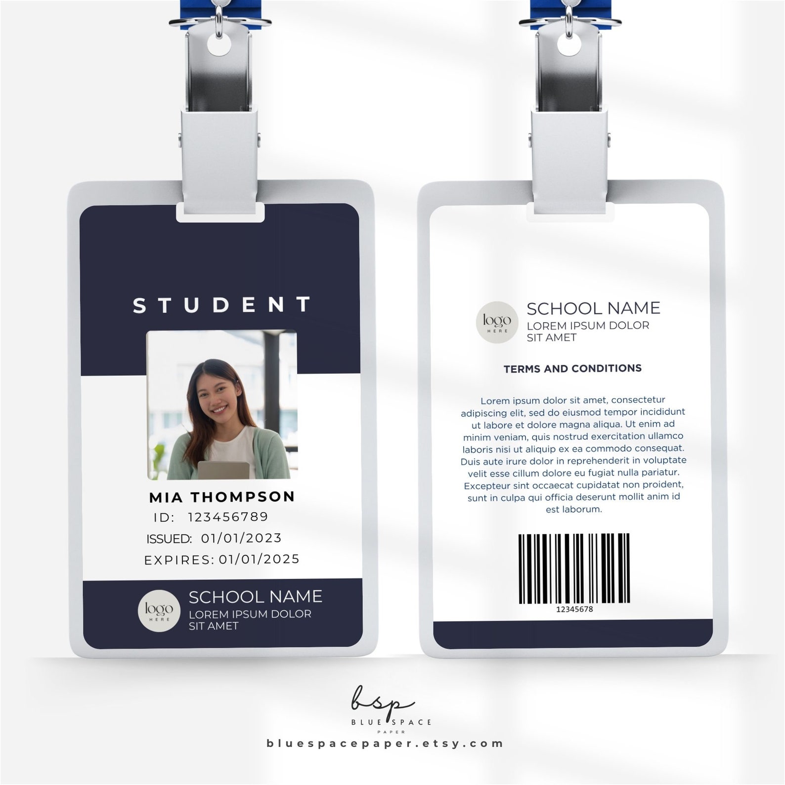 College Student ID Card Template Canva, Editable ID Badge, Customize ID ...