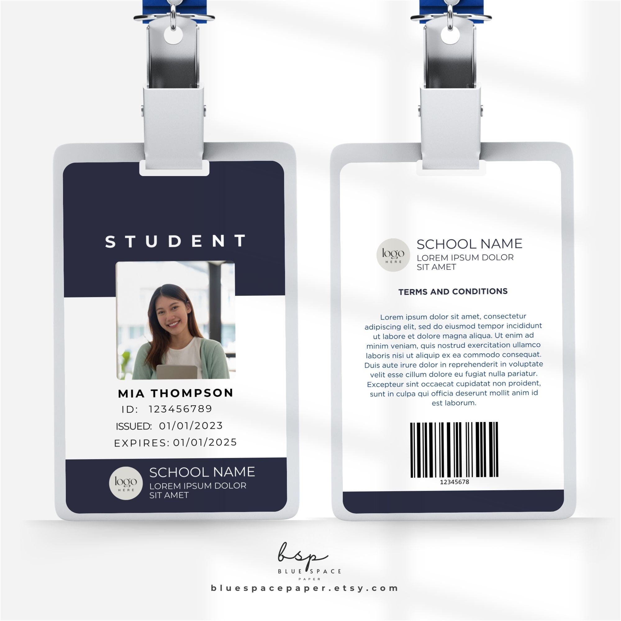 College Student ID Card Template Canva, Editable ID Badge, Customize ID ...