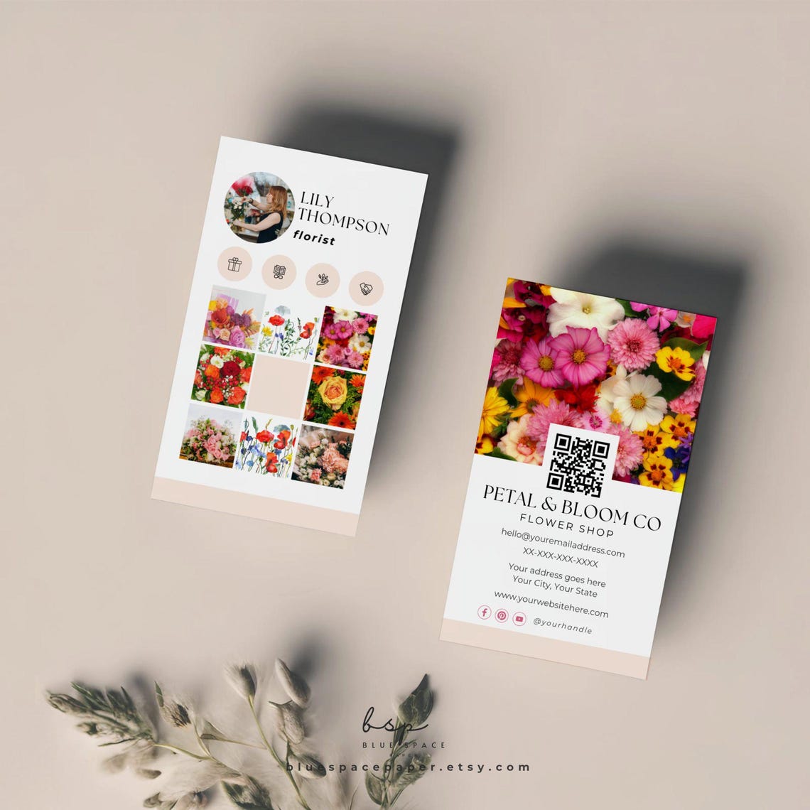 IG Business Card Florist, DIY Flower Business Cards, Florist Instagram ...