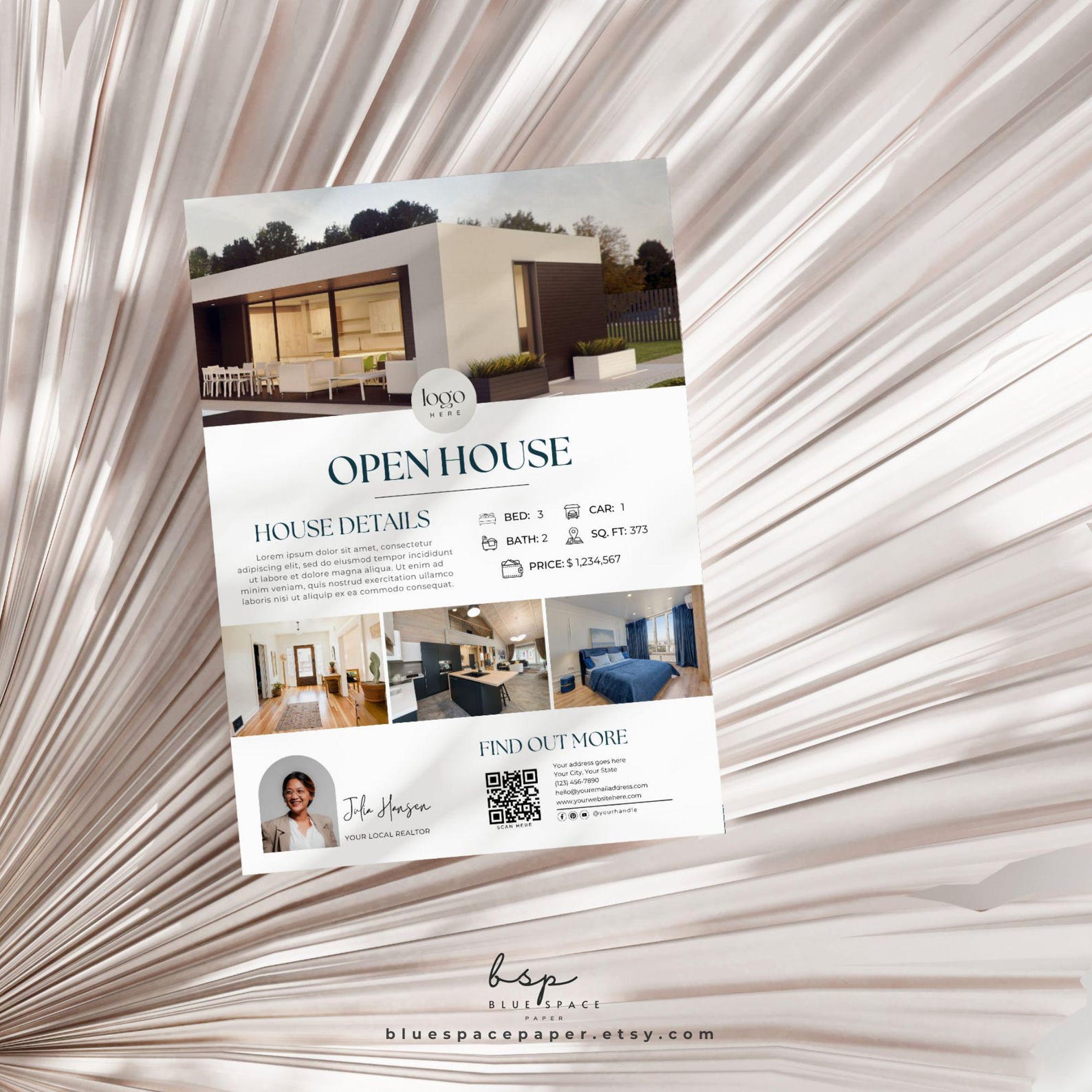 Real Estate Flyer With QR Code, Commercial Real Estate Flyer Templates ...