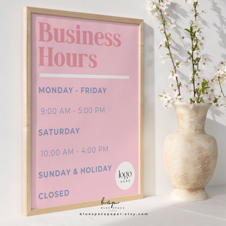 Business Hours Sign Editable Printable Template, Shop Opening Times ...