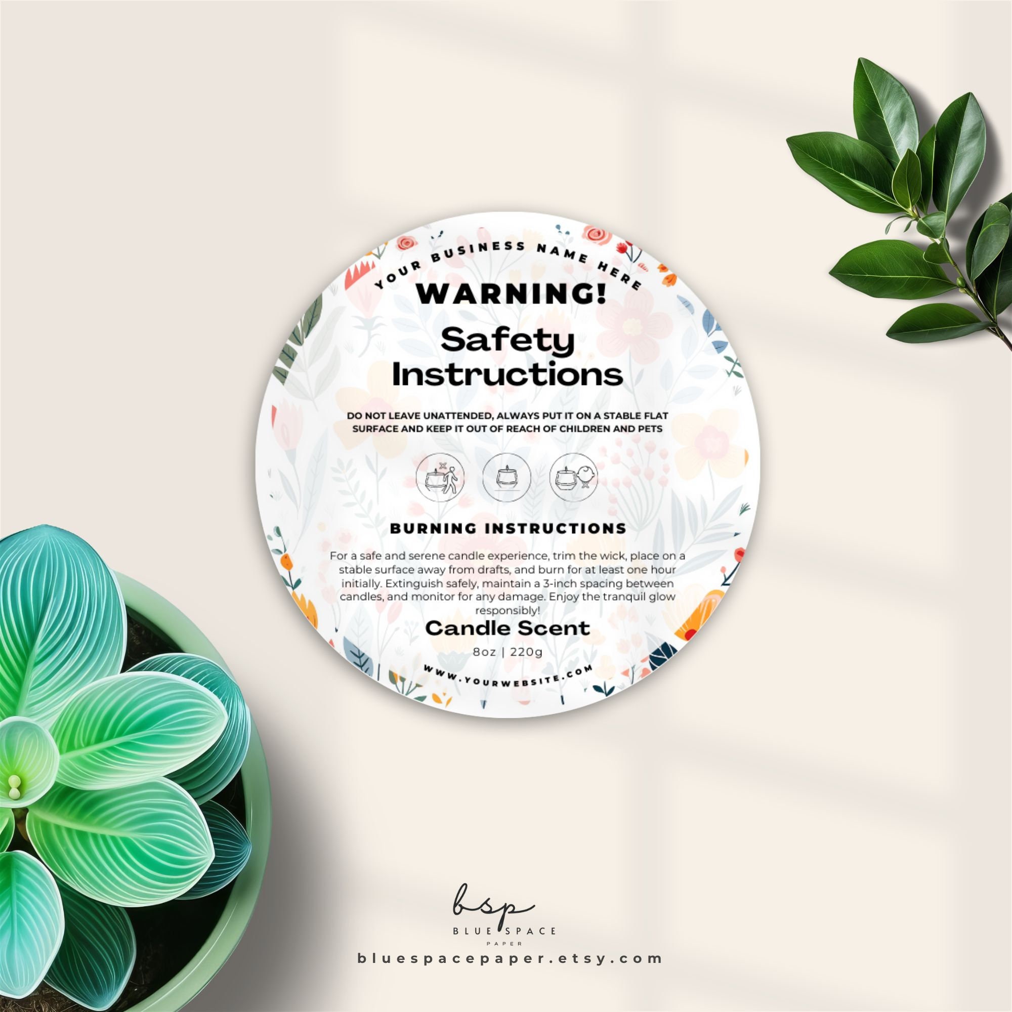 Warning Labels for Candles, Candle Safety Label, Candle Instruction ...