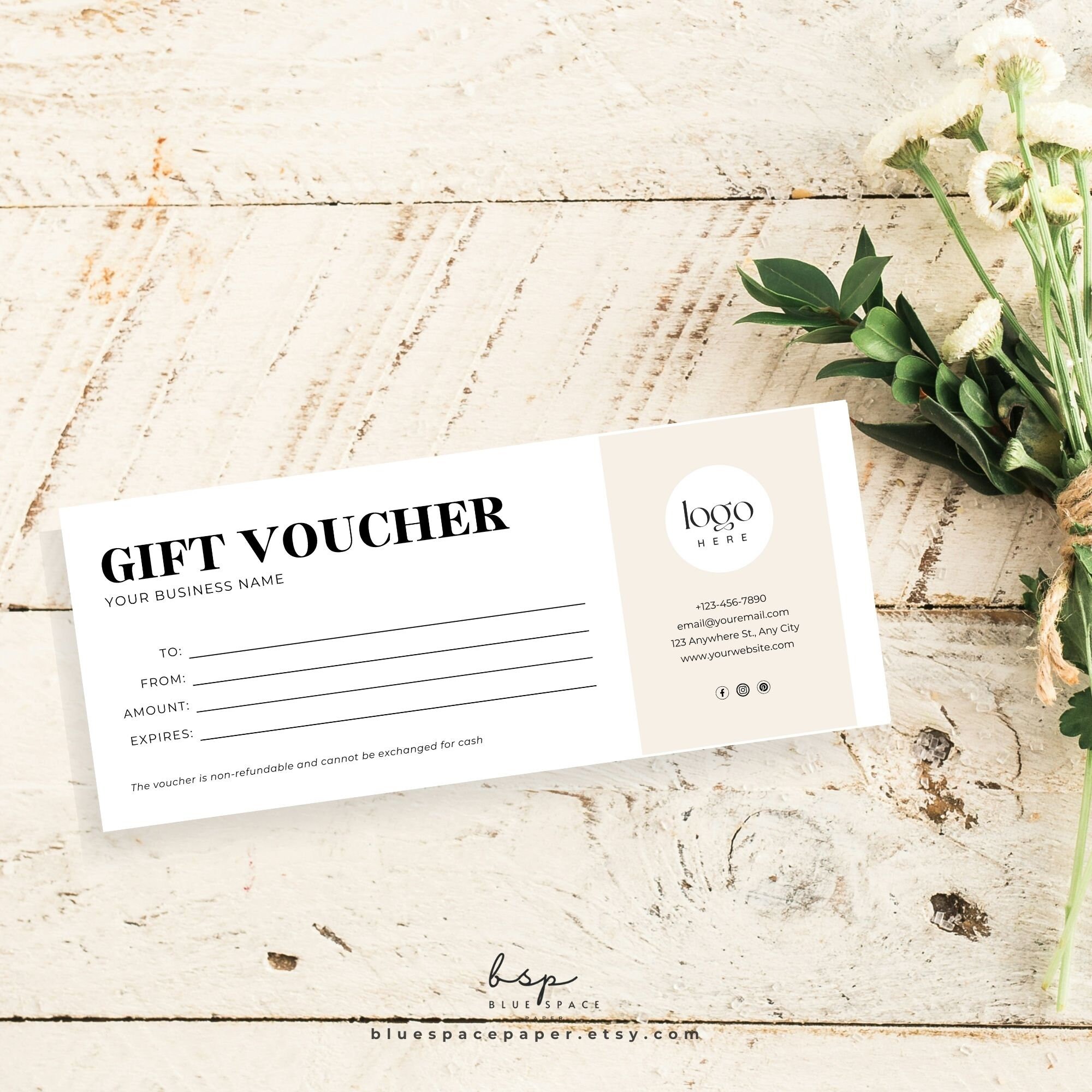 Editable Gift Certificate Template, Gift Voucher Template Canva ...