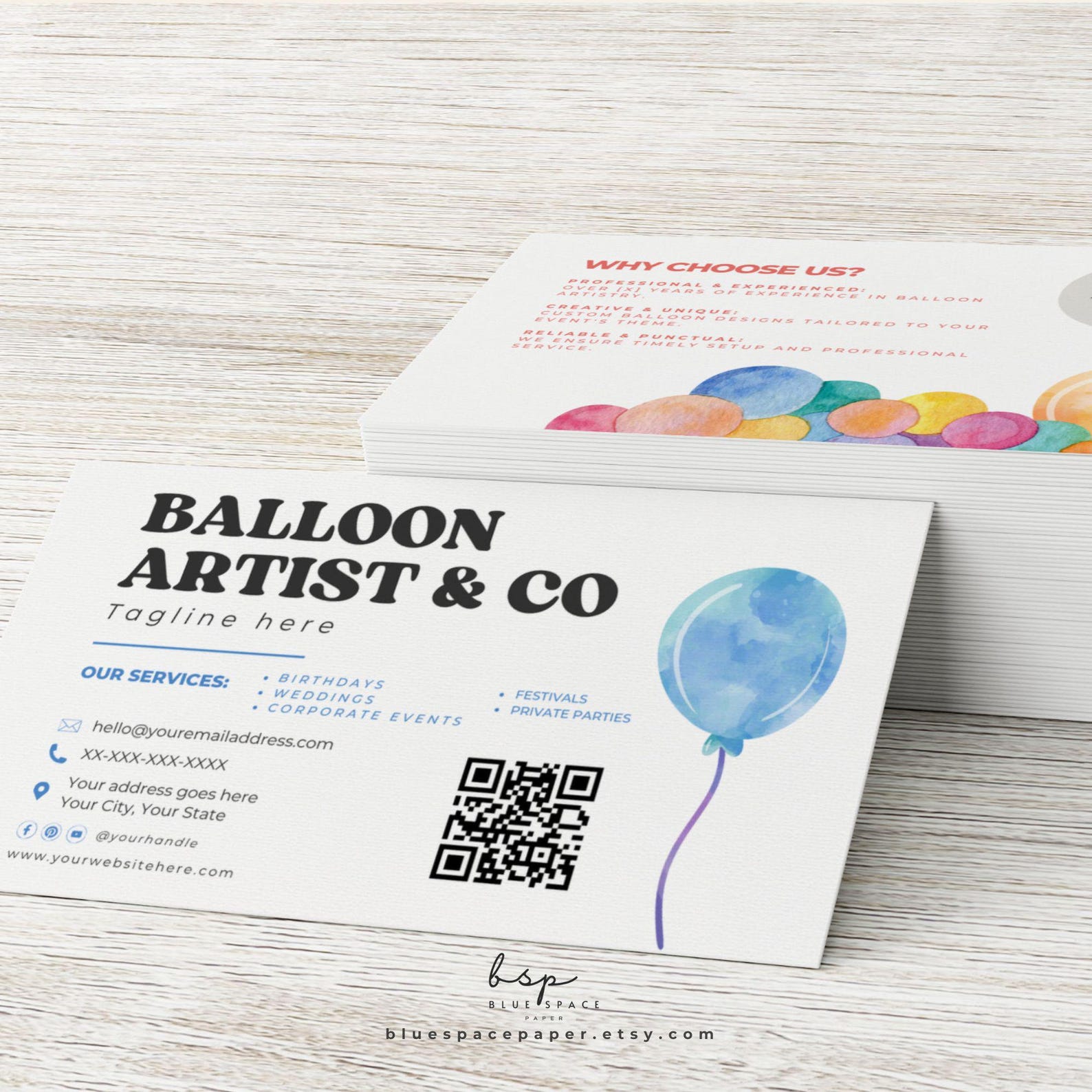 Balloon Arch Business Cards, QR Code Business Card, Balloon Decor ...