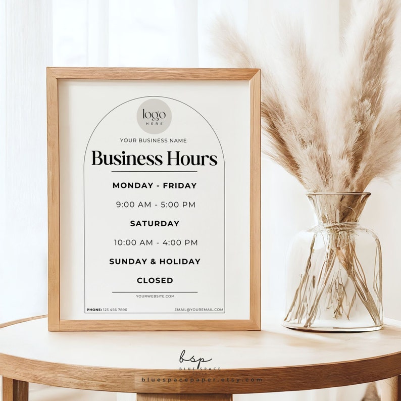 Business Hours Sign Editable Printable Template, Kids Store Front ...