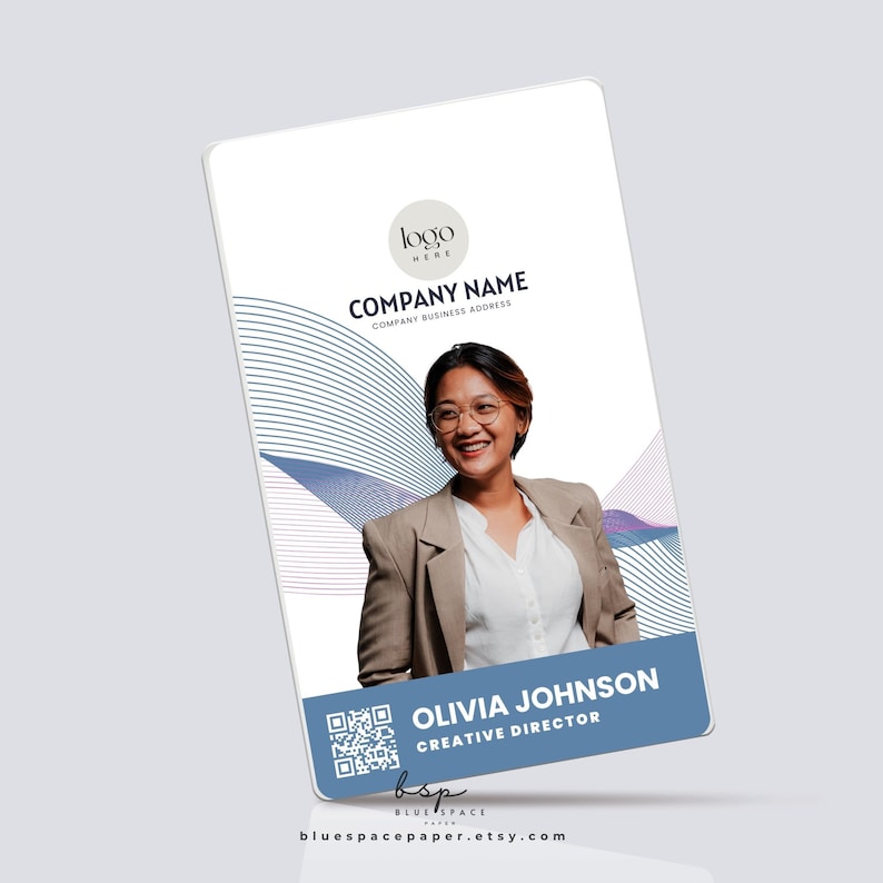 Editable ID Badge, ID Card Template Canva, Customize ID Card, Printable ...