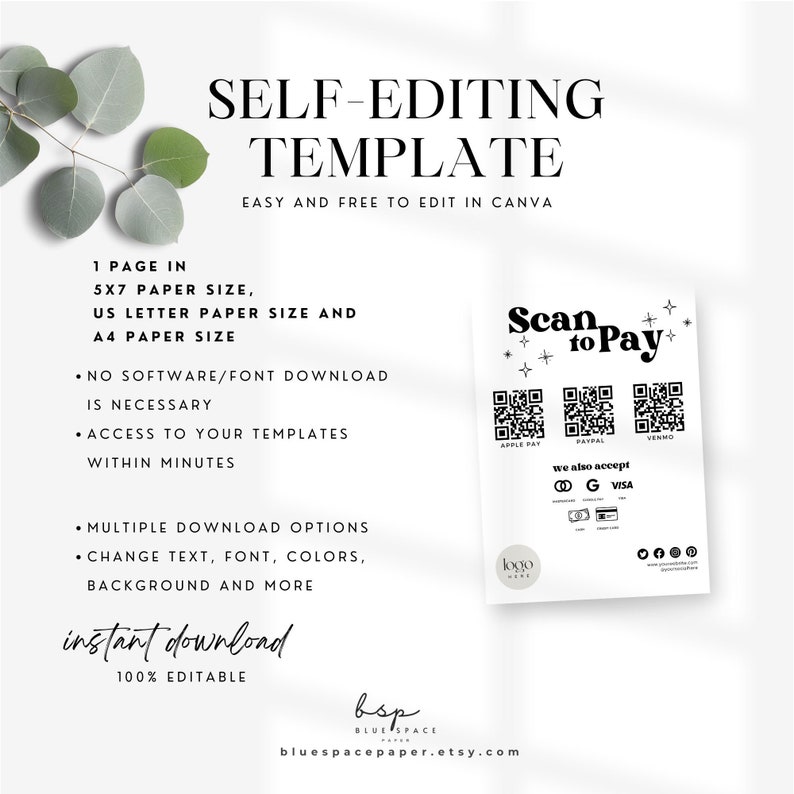Forms of Payment Sign, Craft Show Payment Sign for Market, 3 QR Code ...