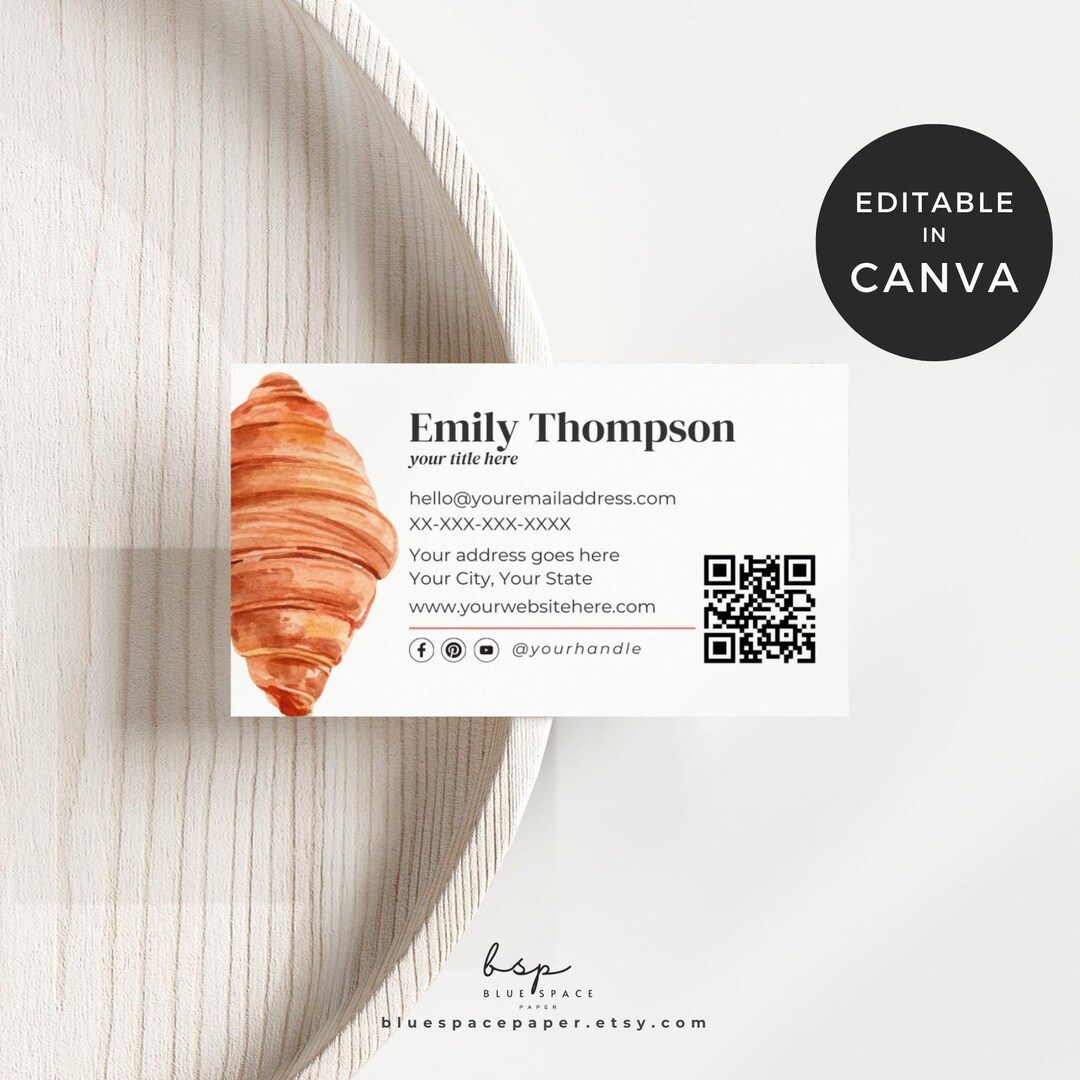 Pastry Chef Business Card, QR Code Business Cards Bakery, DIY Business ...
