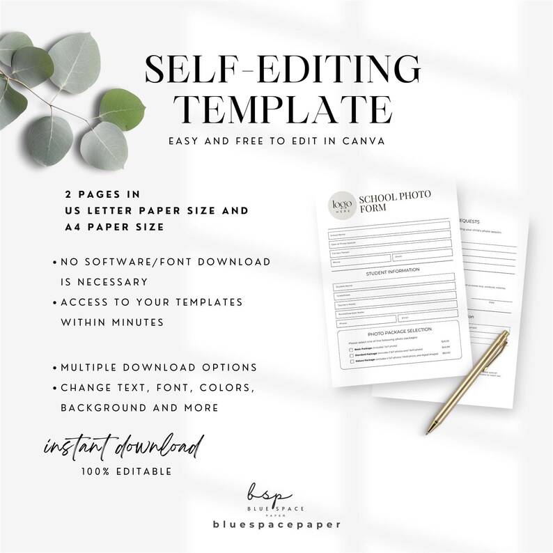 School Photo Form, School Photography Order Form, Sports Photography ...