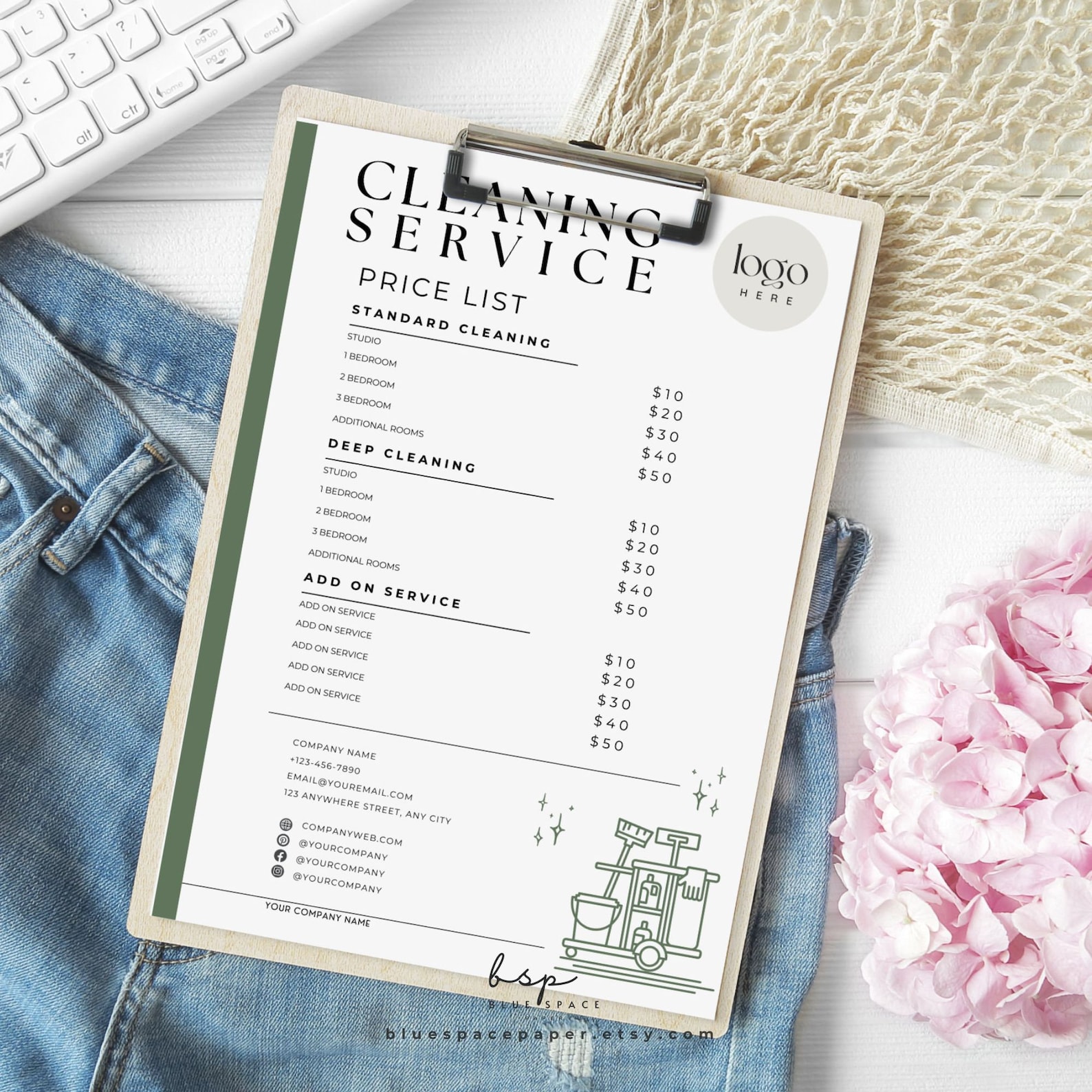 Cleaning Service Price Sheet, House Cleaning Business Template, Residential Cleaning Estimate ...