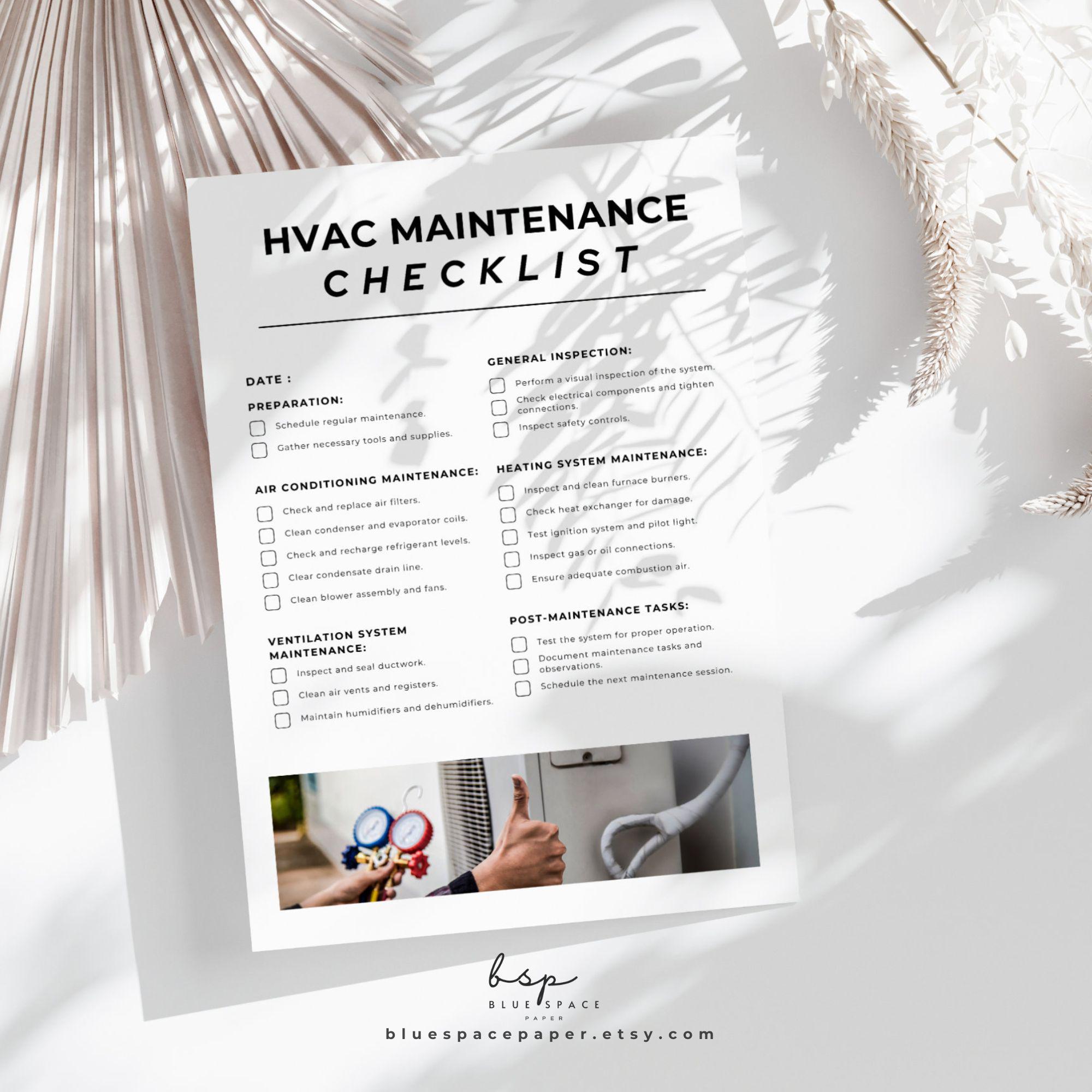 HVAC Maintenance Checklist, HVAC Maintenance Agreement, Air Conditioner ...