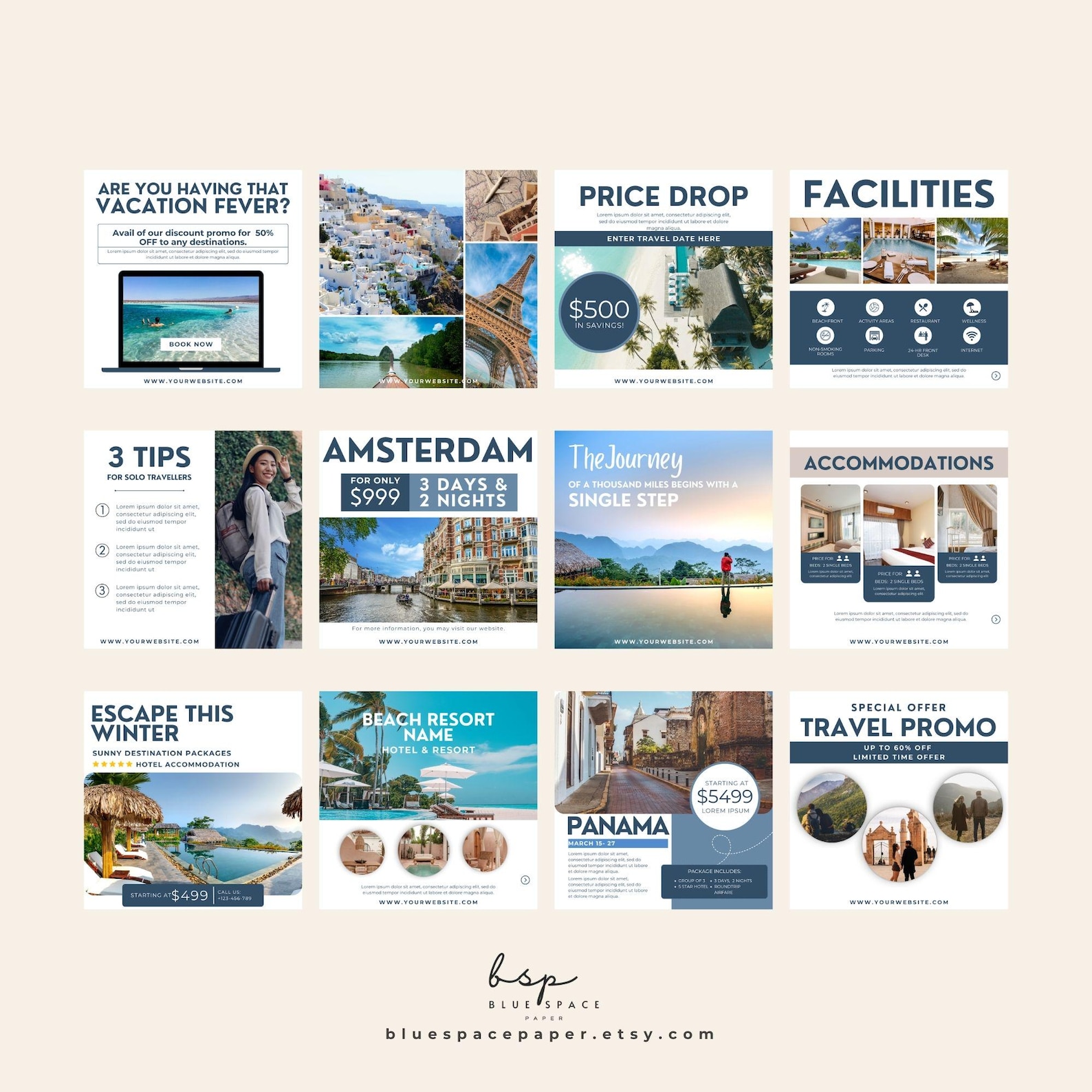 Travel Agent Social Media Branding, Travel Agency Instagram Template ...