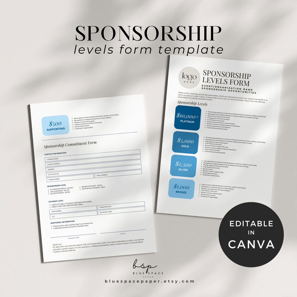 Sponsorship Levels Form, Sponsor Forms, Sponsorship Package Template ...