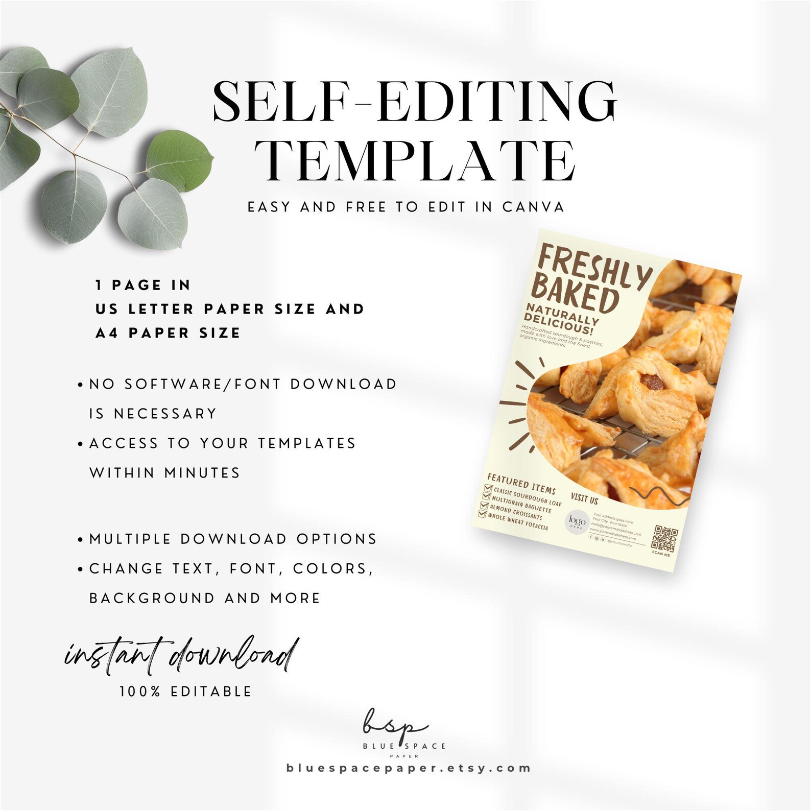 Home Bakery Flyer, Bake Shop Brochure Template Canva, Small Business ...