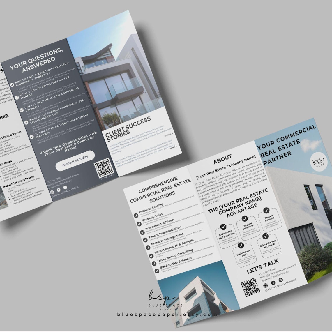 Commercial Real Estate Brochure Template, Property Brochure, Trifold ...