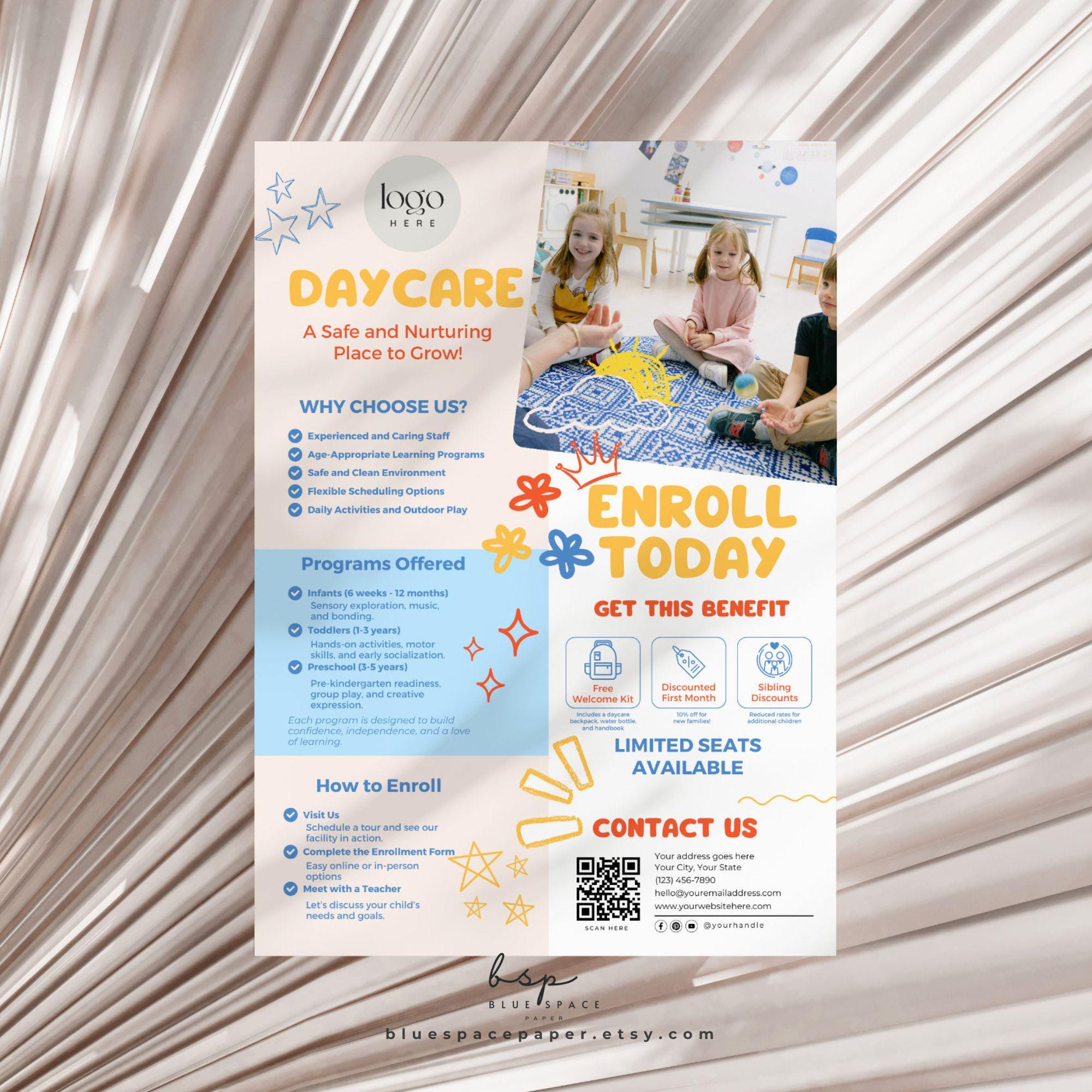 Daycare Enrollment Flyer, Day Care Starter Kit, Playschool Enrollment ...