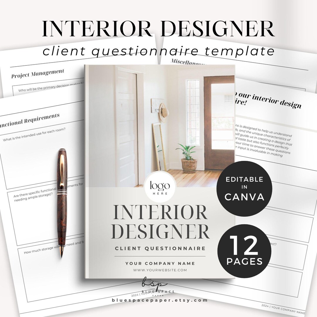 Interior Design Client Questionnaire, Client Onboarding Template ...
