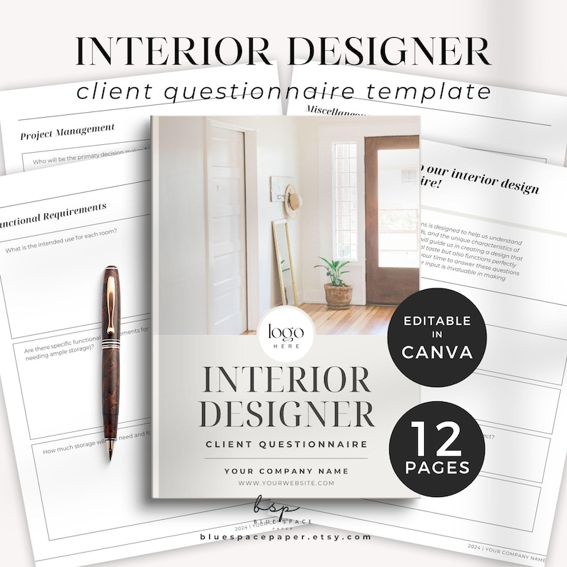 Interior Design Client Questionnaire, Client Onboarding Template ...