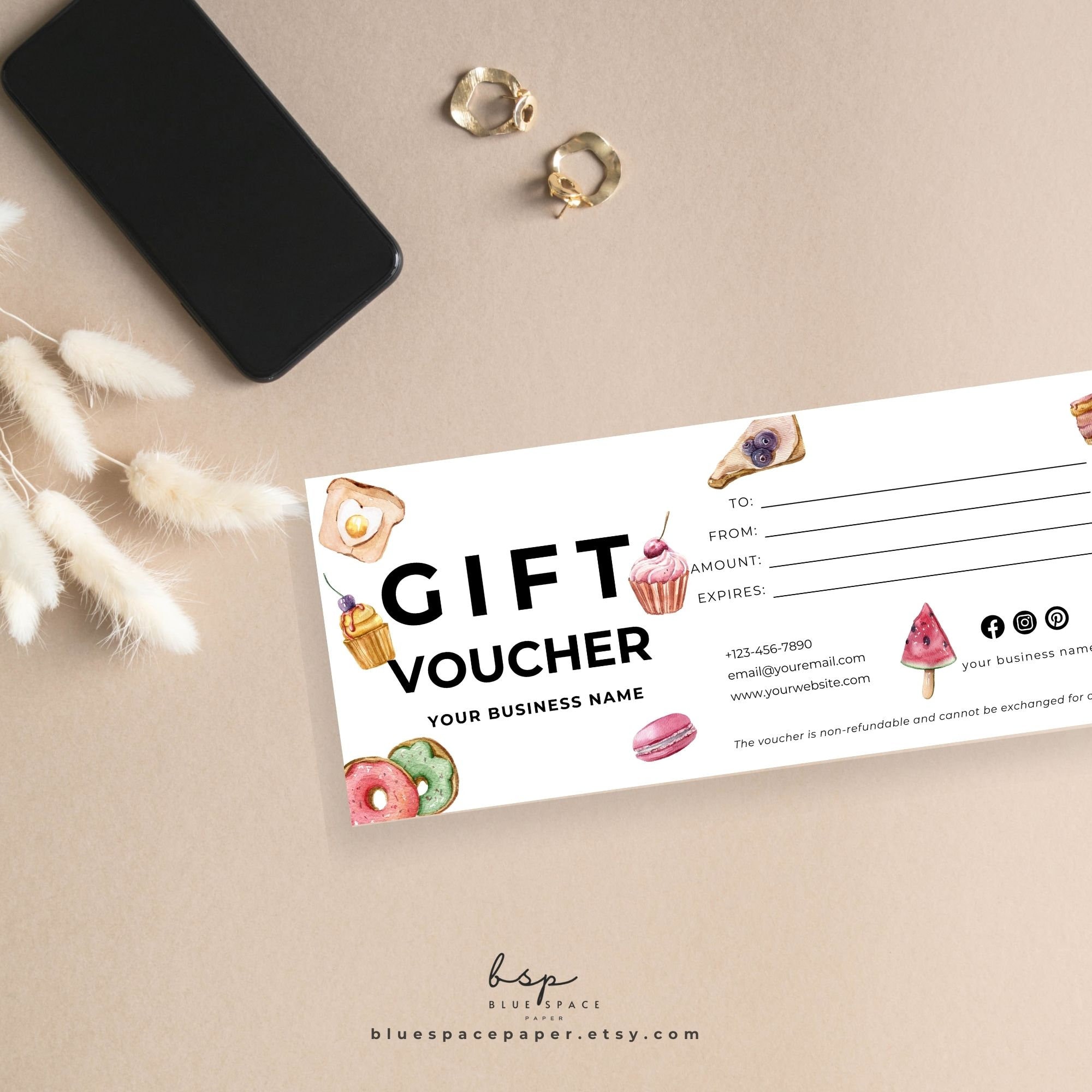 Cake Gift Certificate Template Bakery, Editable Gift Certificate ...