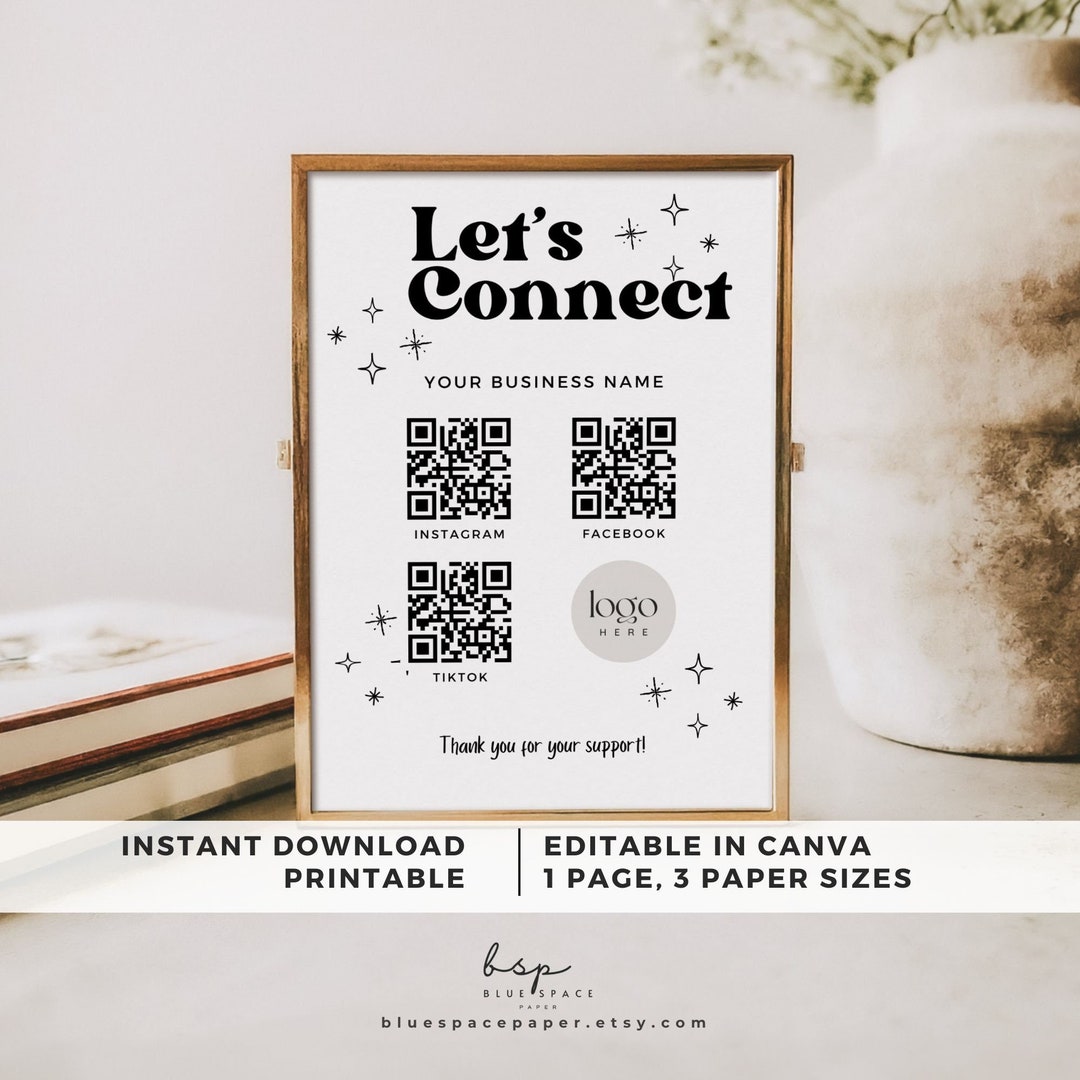 Follow Us on Social Sign QR Code, Social Media QR Code Sign Business ...