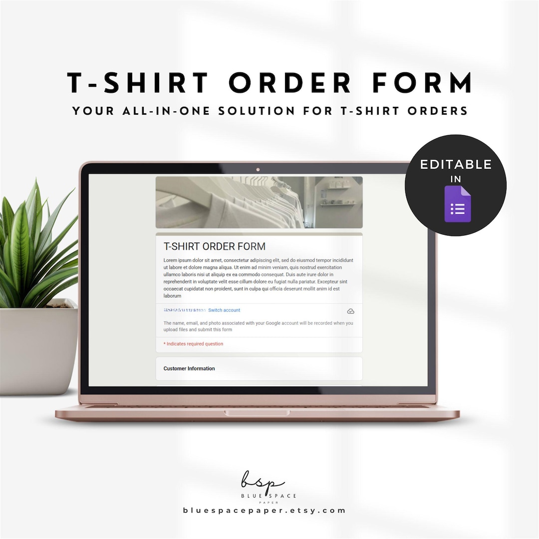 Google T Shirt Order Form, T-shirt Order Form Template, Apparel Order ...
