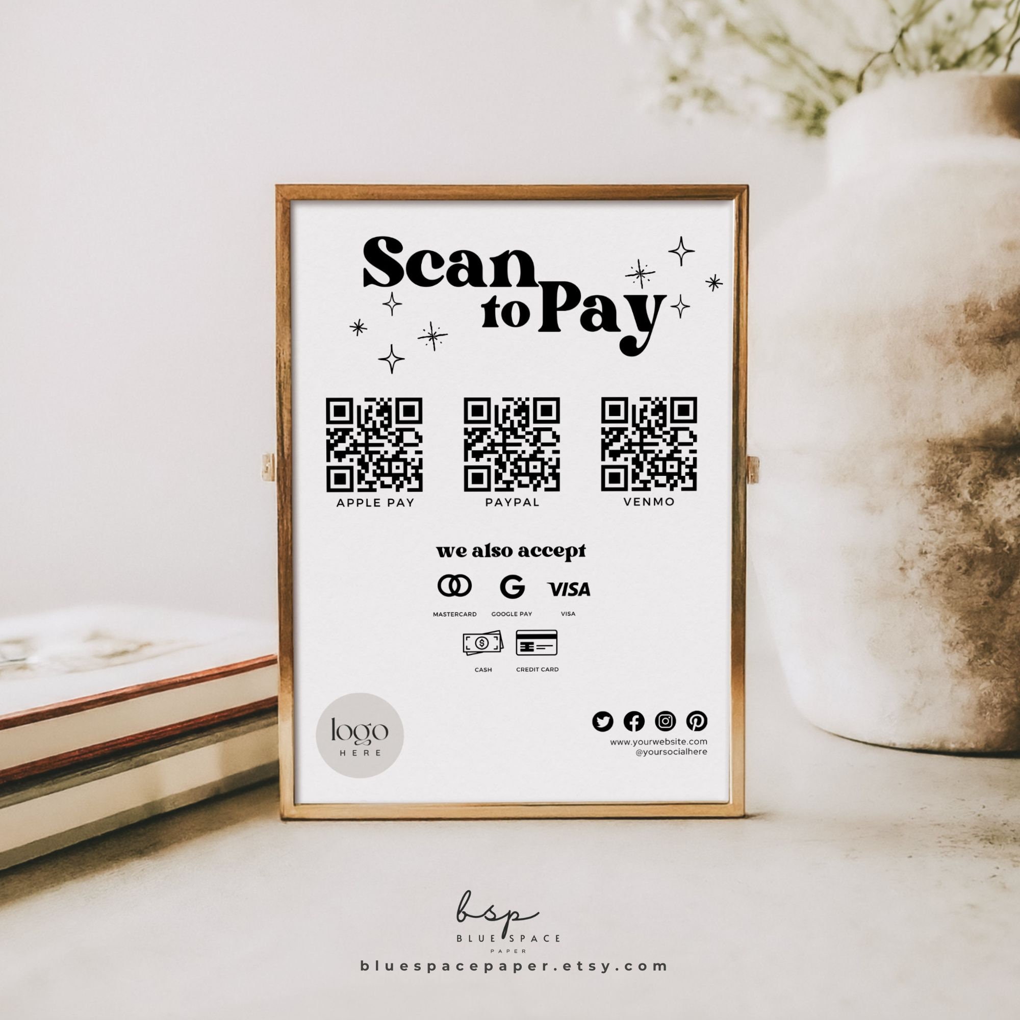 Forms of Payment Sign, Craft Show Payment Sign for Market, 3 QR Code ...