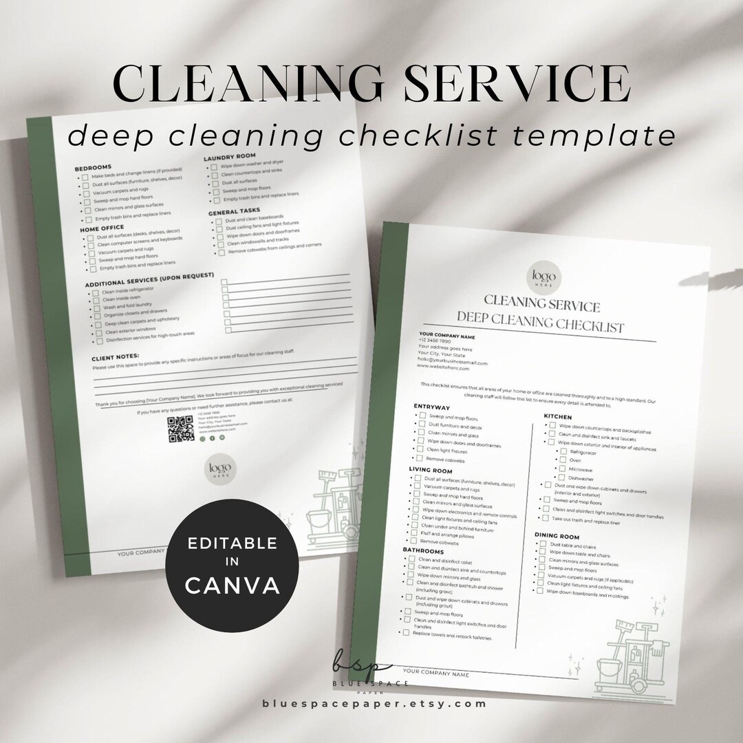 Cleaning Service Check List, Professional Deep Cleaning Checklist ...