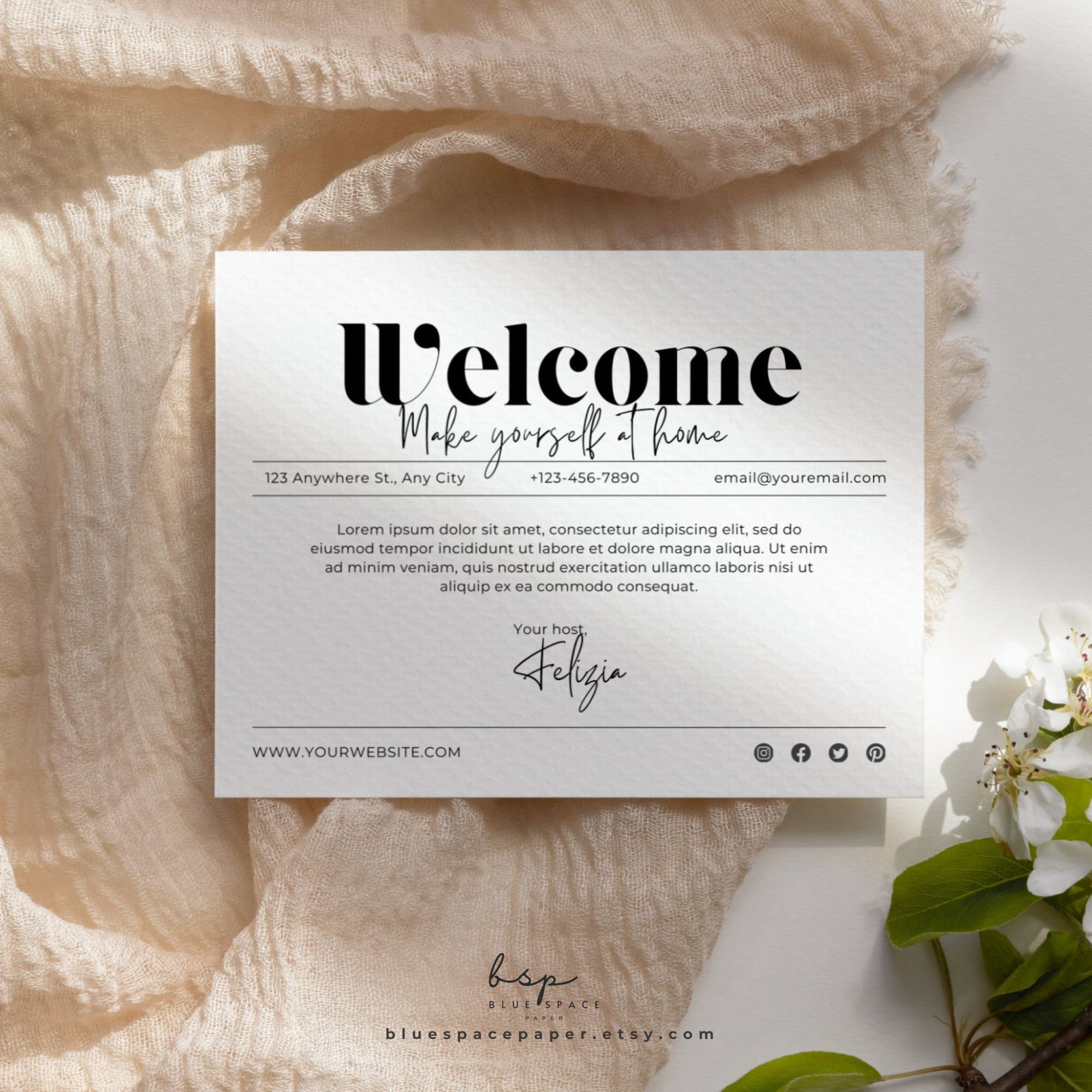 Airbnb Welcome Cards, Vacation Rental Check in Welcome, Airbnb Rental ...