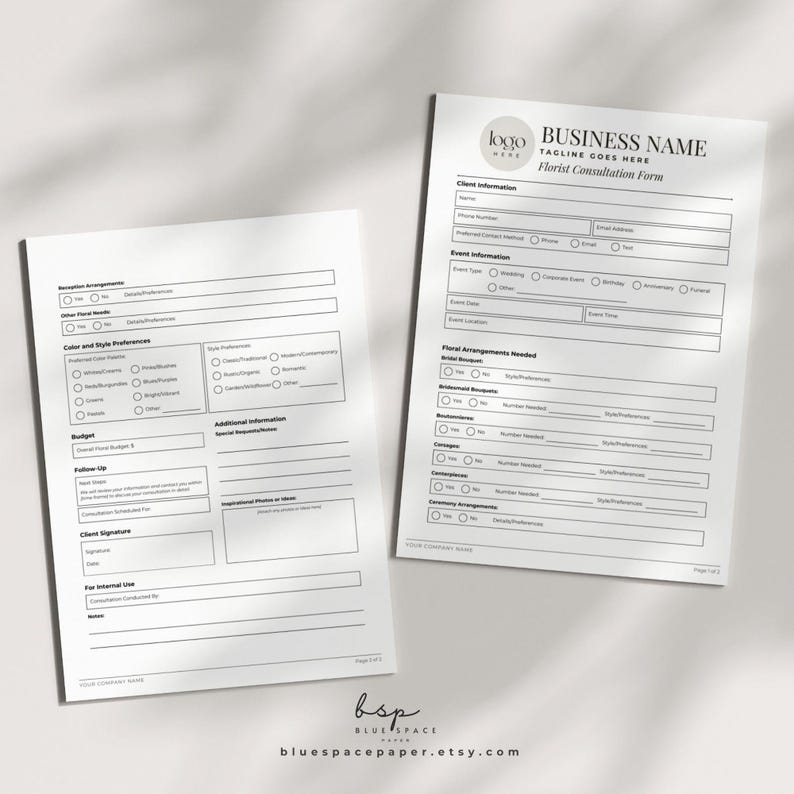 Florist Consultation, Florist Business Template Canva, Client ...