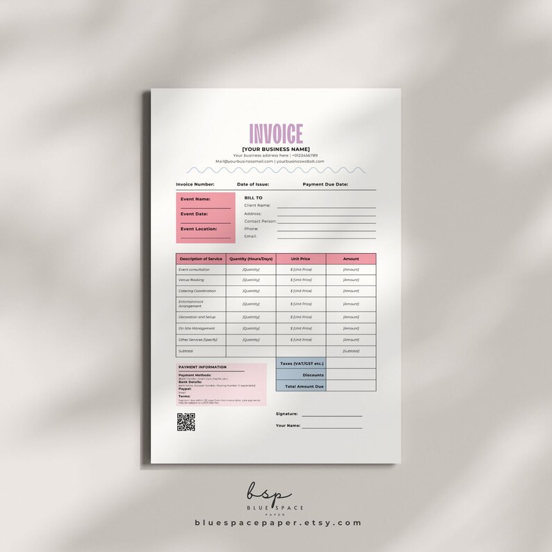 Event Planner Invoice Template, Event Planning Template, Editable ...