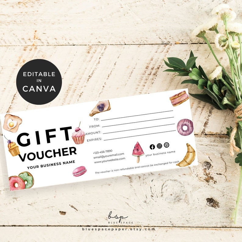 Cake Gift Certificate Template Bakery, Editable Gift Certificate ...