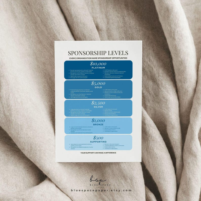 Sponsorship Levels Flyer, DIY Flyer Template, PTA Sponsorship Levels ...