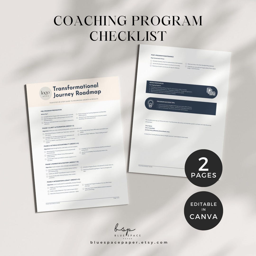 Coaching Program Checklist, Life Coaching Tools, Wellbeing Coach Kit ...
