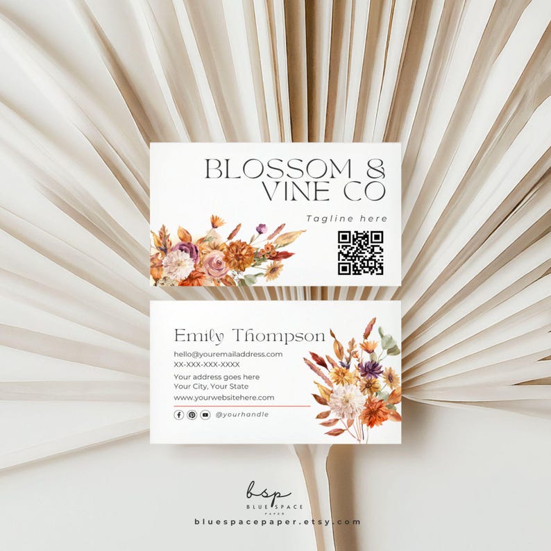 Florist Business Card Template, Flower Shop Business Card Template, DIY ...