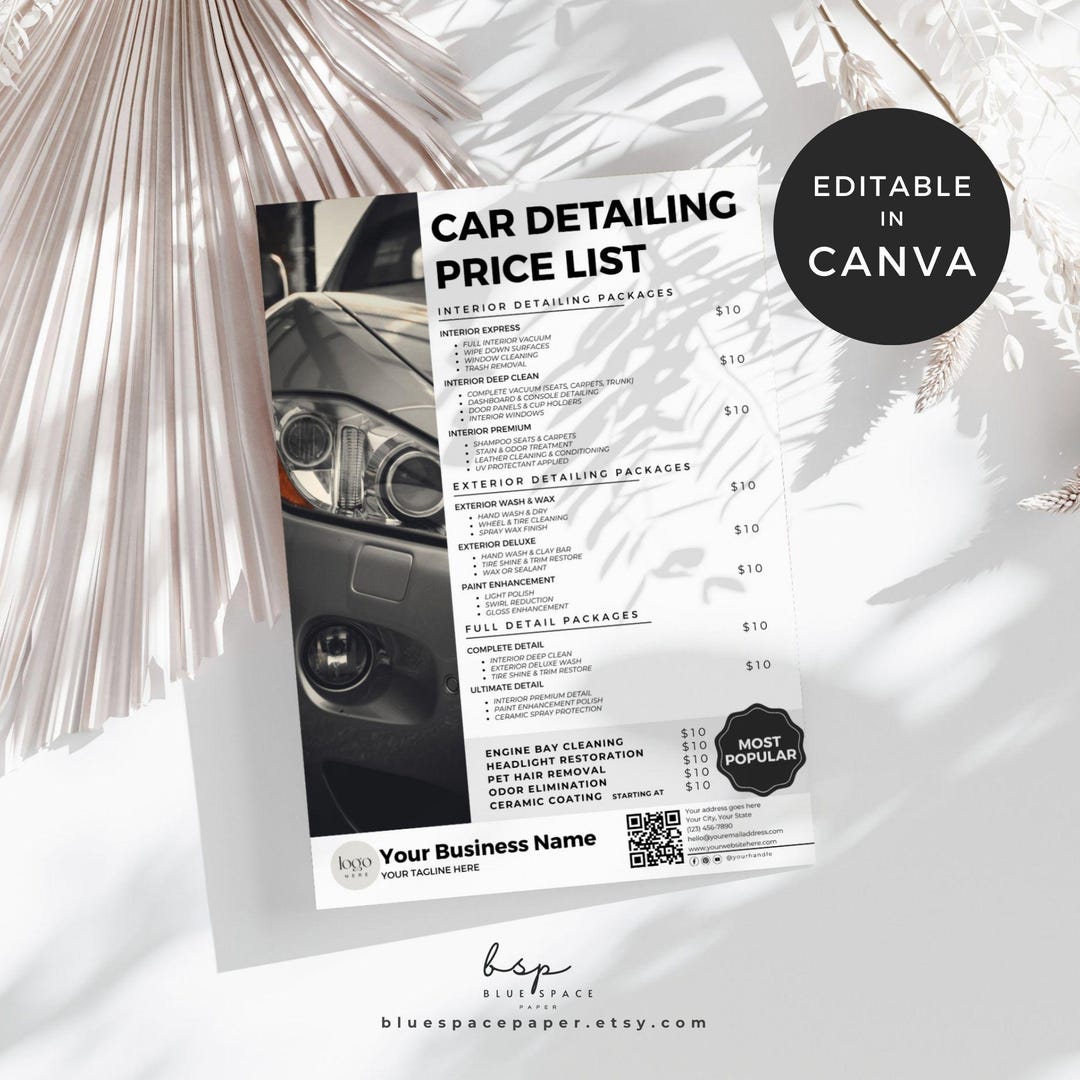 Car Detailing Price List, Auto Detailing Business, Car Wash Price List ...