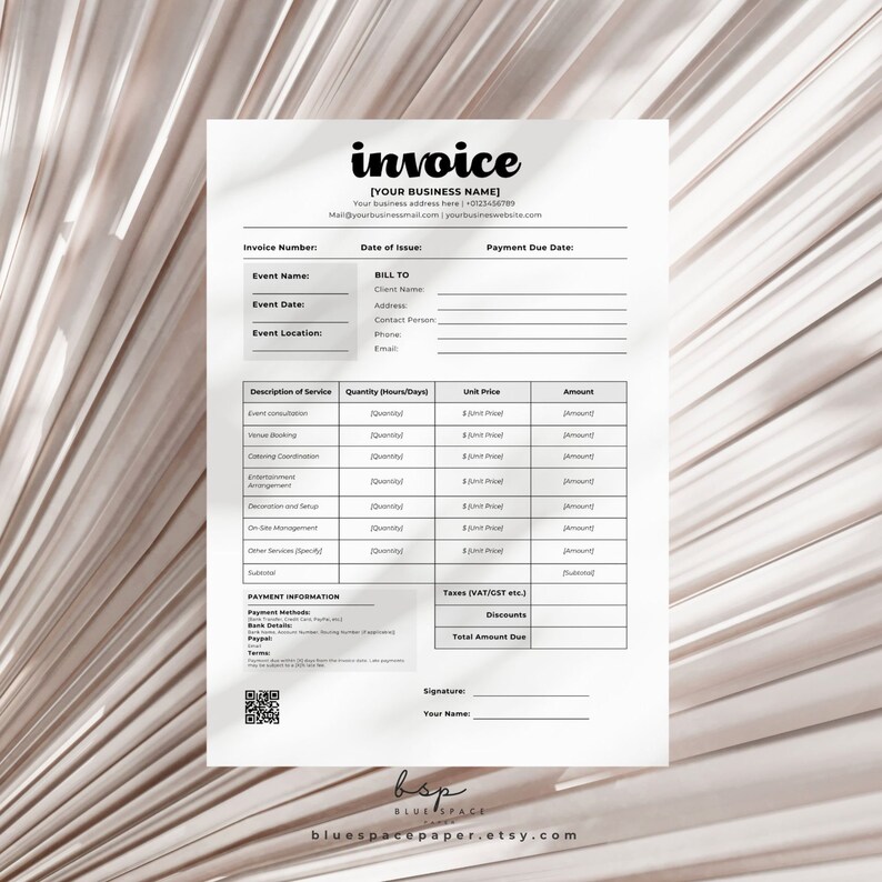 Event Planner Invoice, Event Planning Document, Event Decor Contract ...