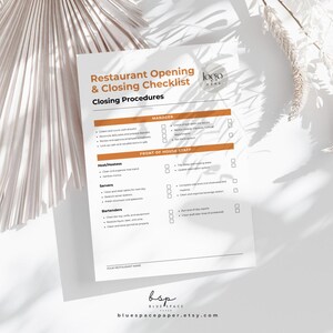 Restaurant Opening and Closing Checklist, Server Opening Closing ...