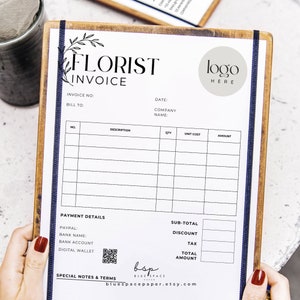 Florist Invoice, Small Business Invoice Customized, Flower Businesses ...