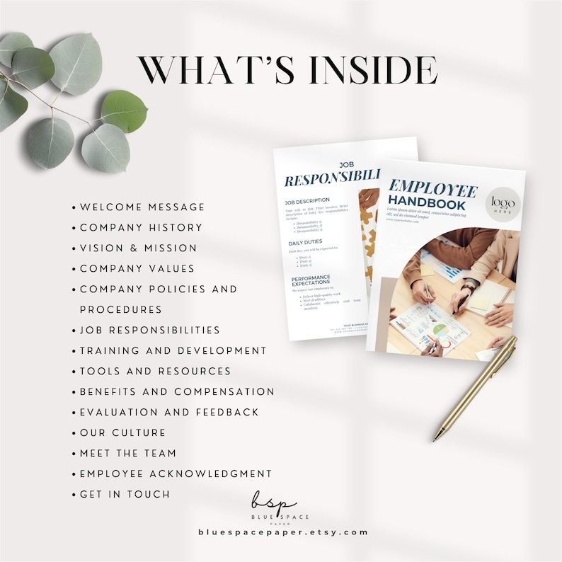 Employee Training Manual in Canva, Employee Handbook Template, Employee ...