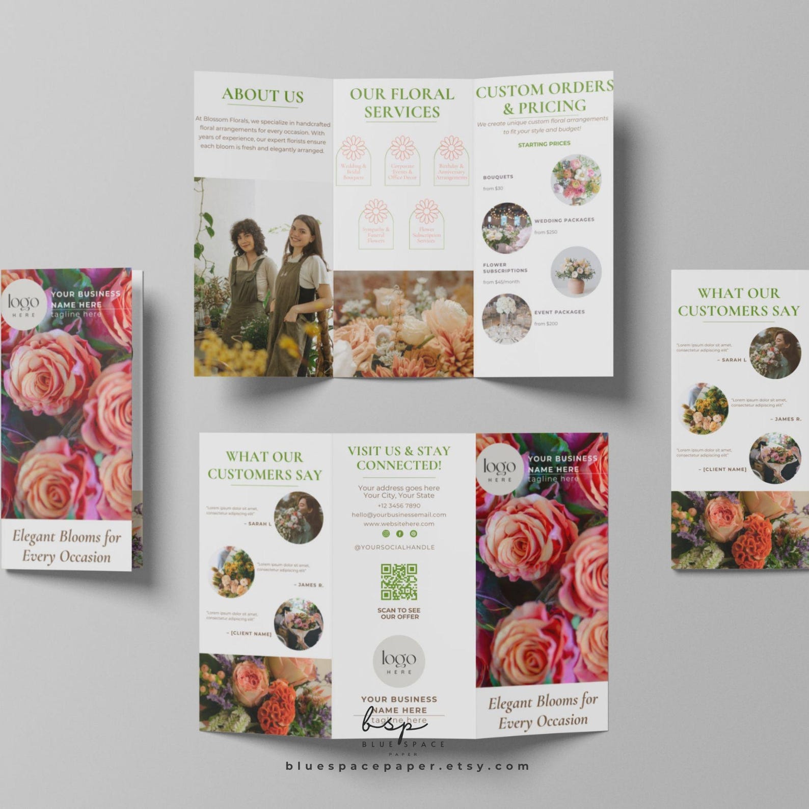 Florist Business Flyer, Florist Brochure Template Canva, Flower Shop ...