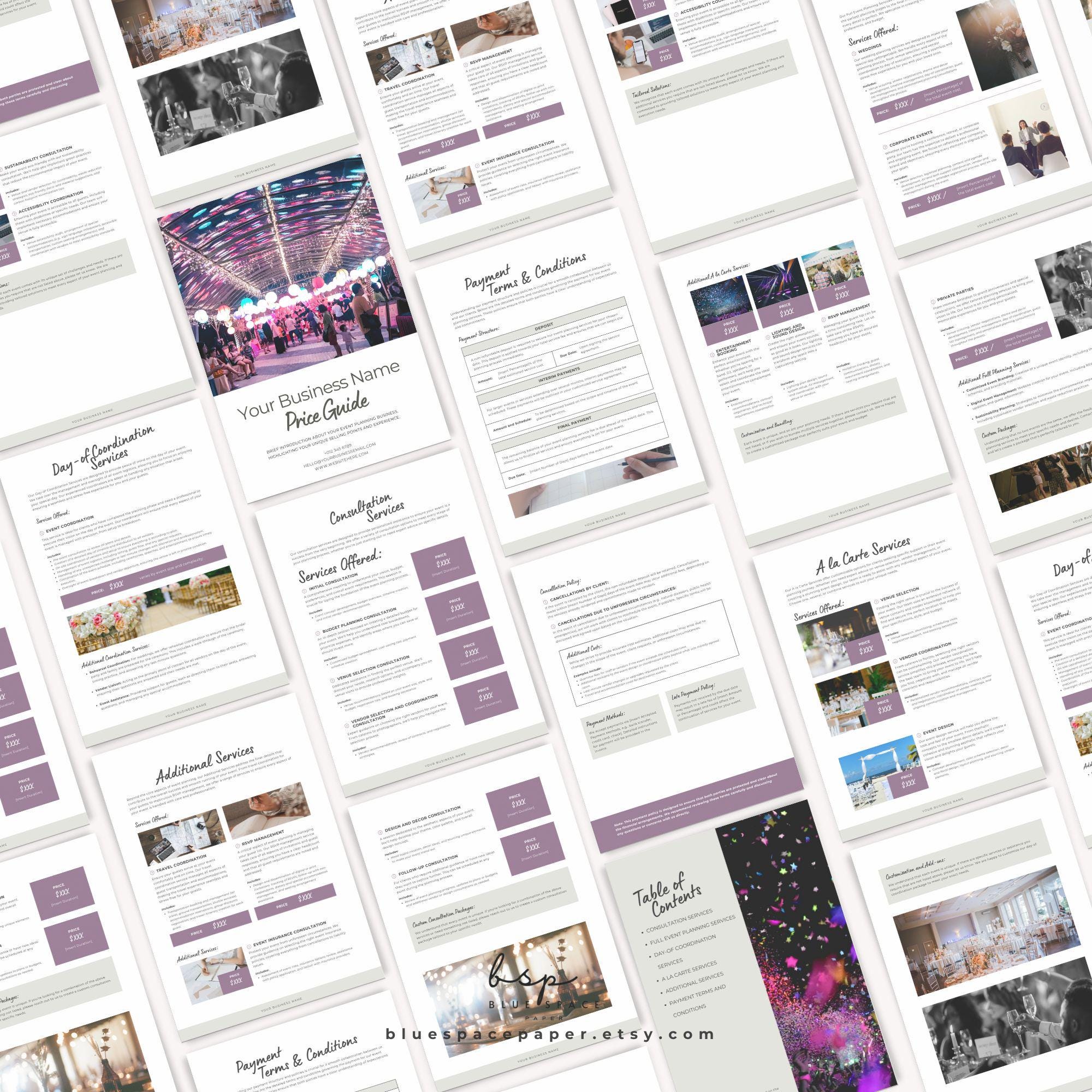 Event Planner Pricing Guide, Wedding Planner Price List, Wedding Price ...
