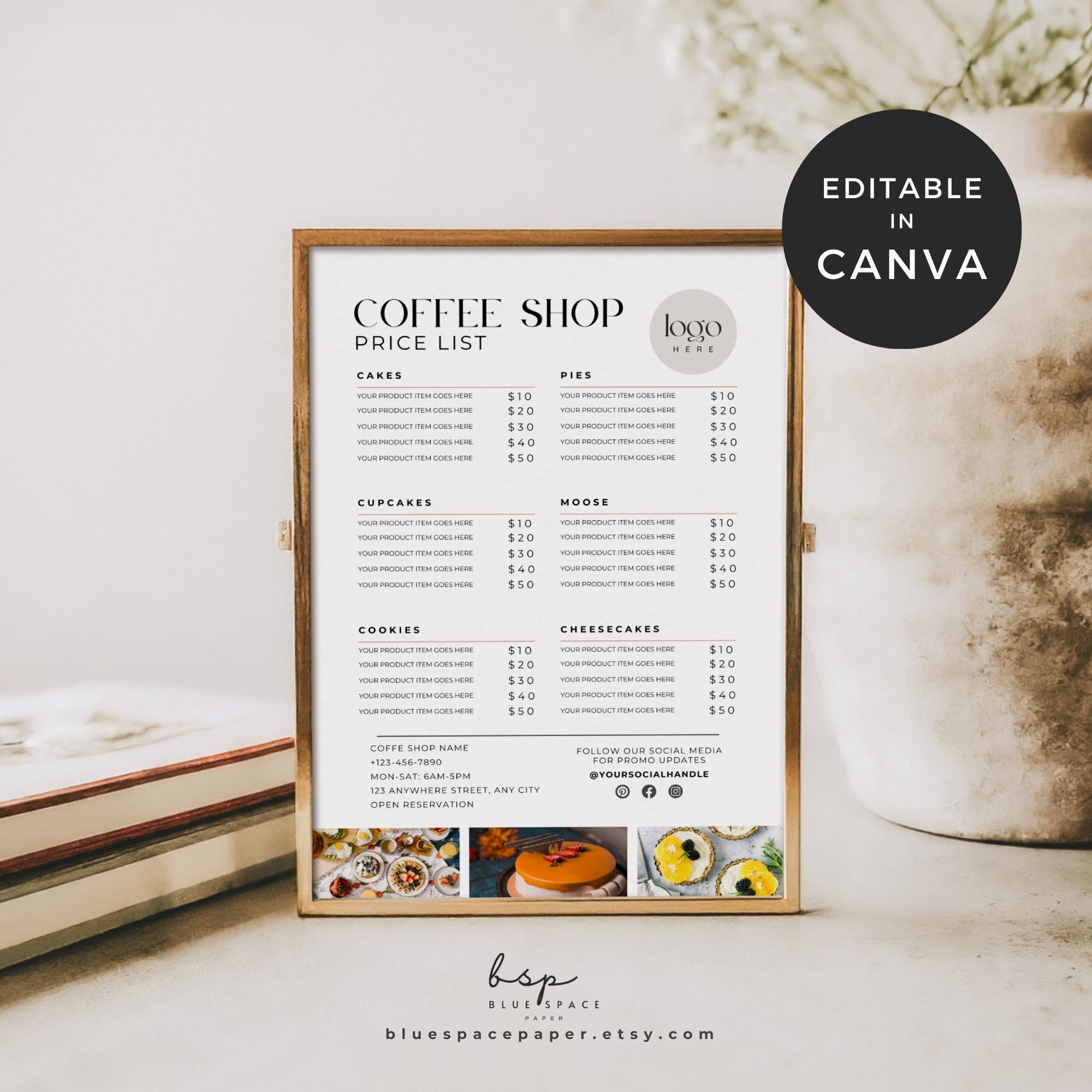 Coffee Shop Price List, Cafe Menu Template, Coffee Menu Sign, Bakery ...