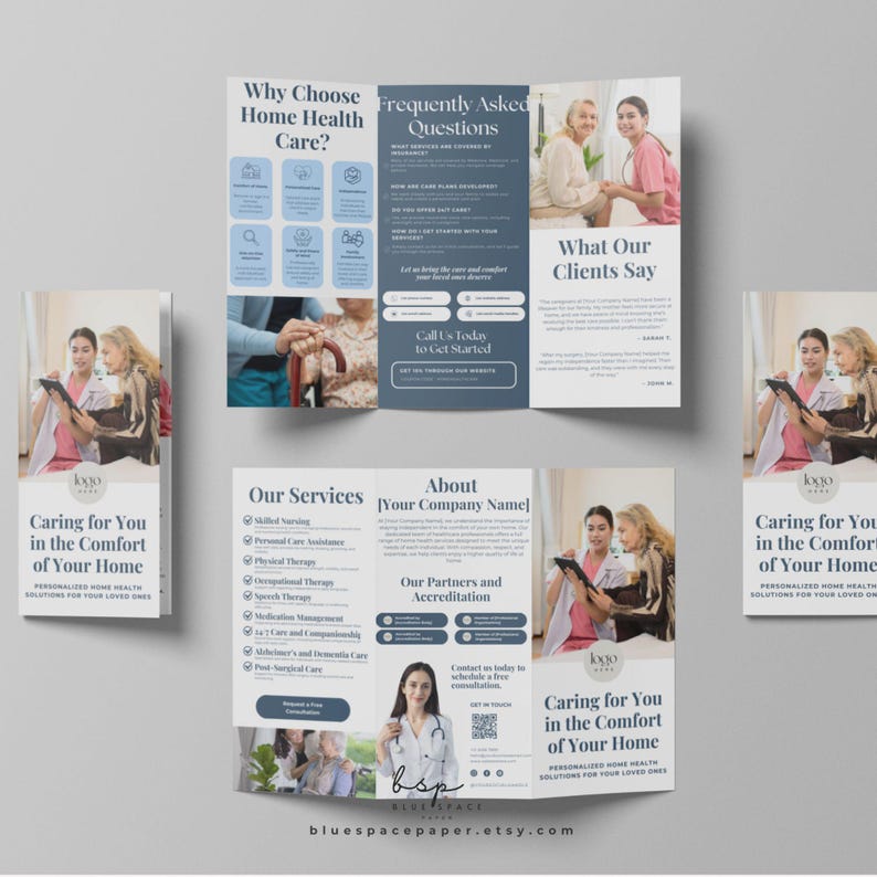 Home Health Care Brochure, Home Care Services Flyer, Trifold Pamphlet ...