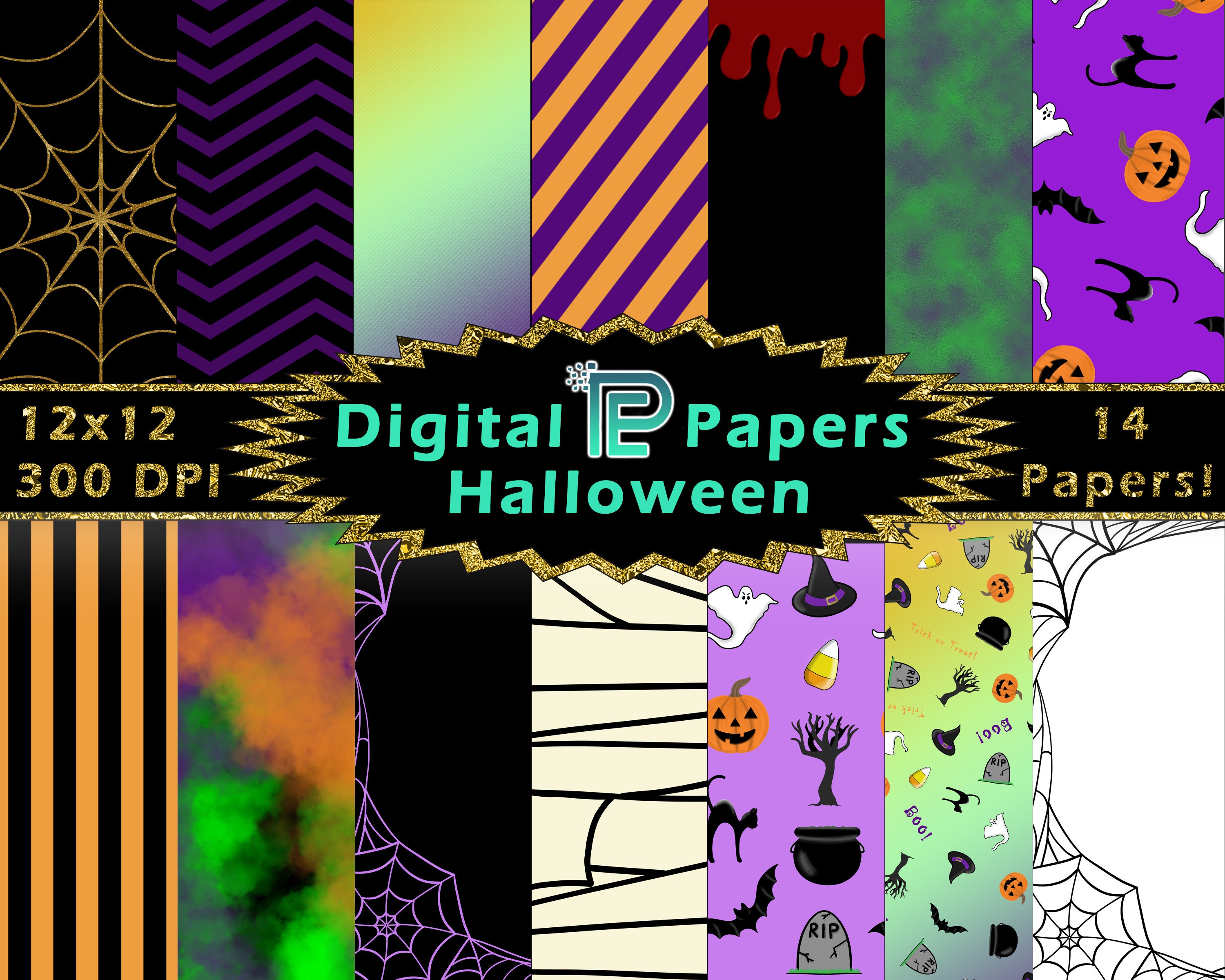 Halloween Digital Paper // Halloween Background // Halloween Clipart ...