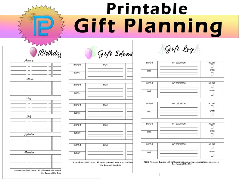 Gift Planning Printablebig Happy Planner Inserts Printable | Etsy
