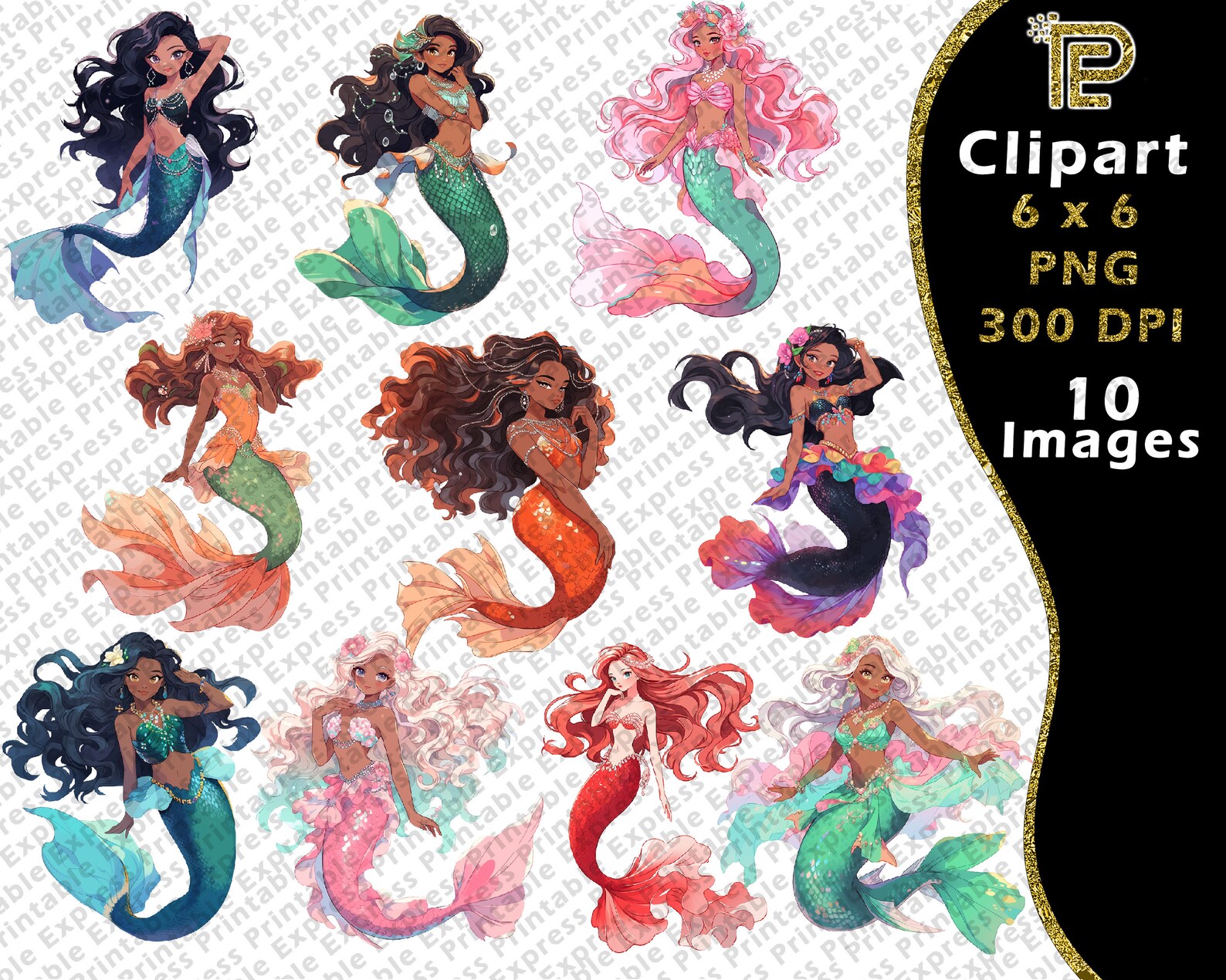 Mermaid Clipart // Transparent PNG Clipart // Clip Art // Mermaids - Etsy
