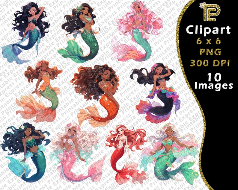 Mermaid Clipart // Transparent PNG Clipart // Clip Art // Mermaids - Etsy
